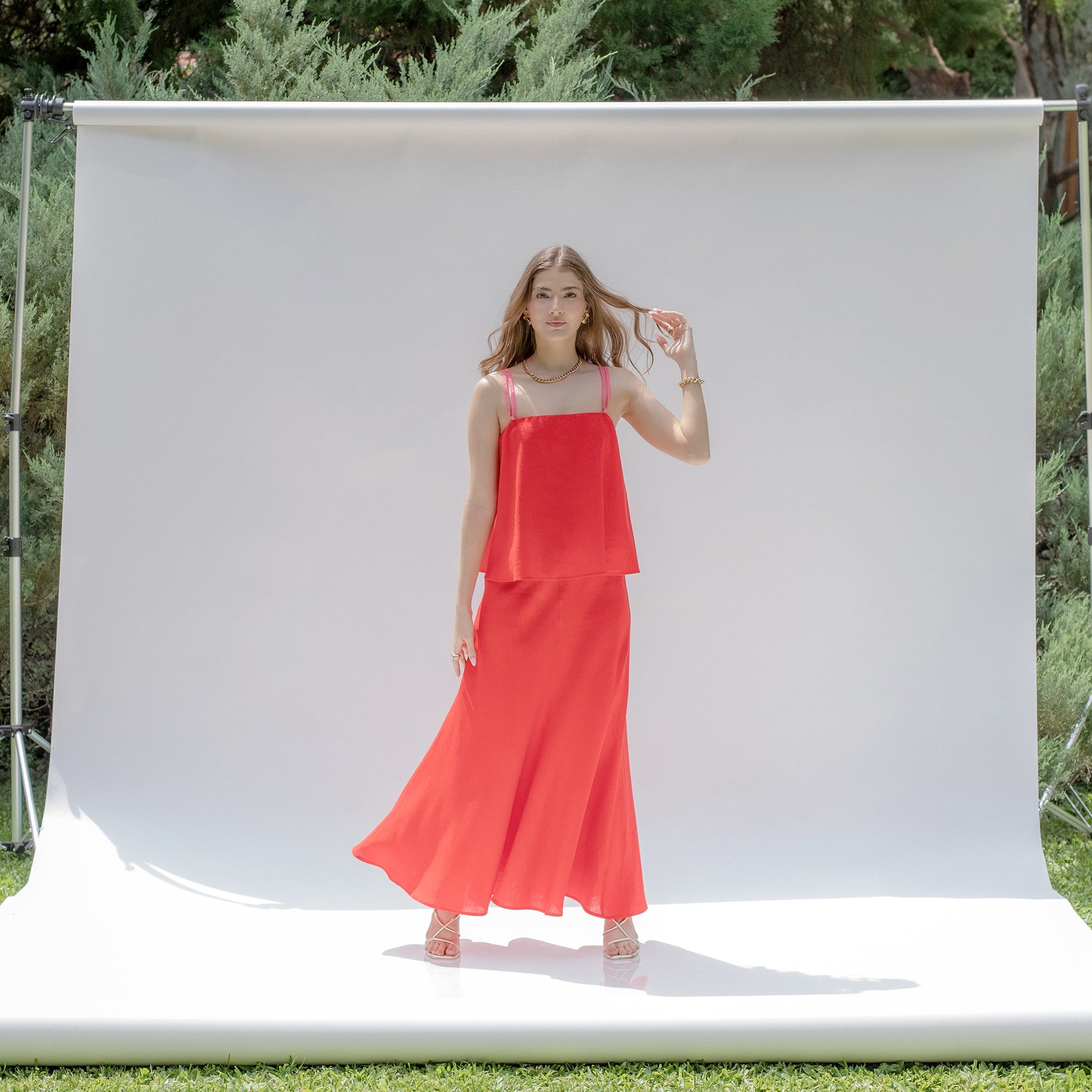 Pollera Carmen Mezcla Roja – marialapaz.shop